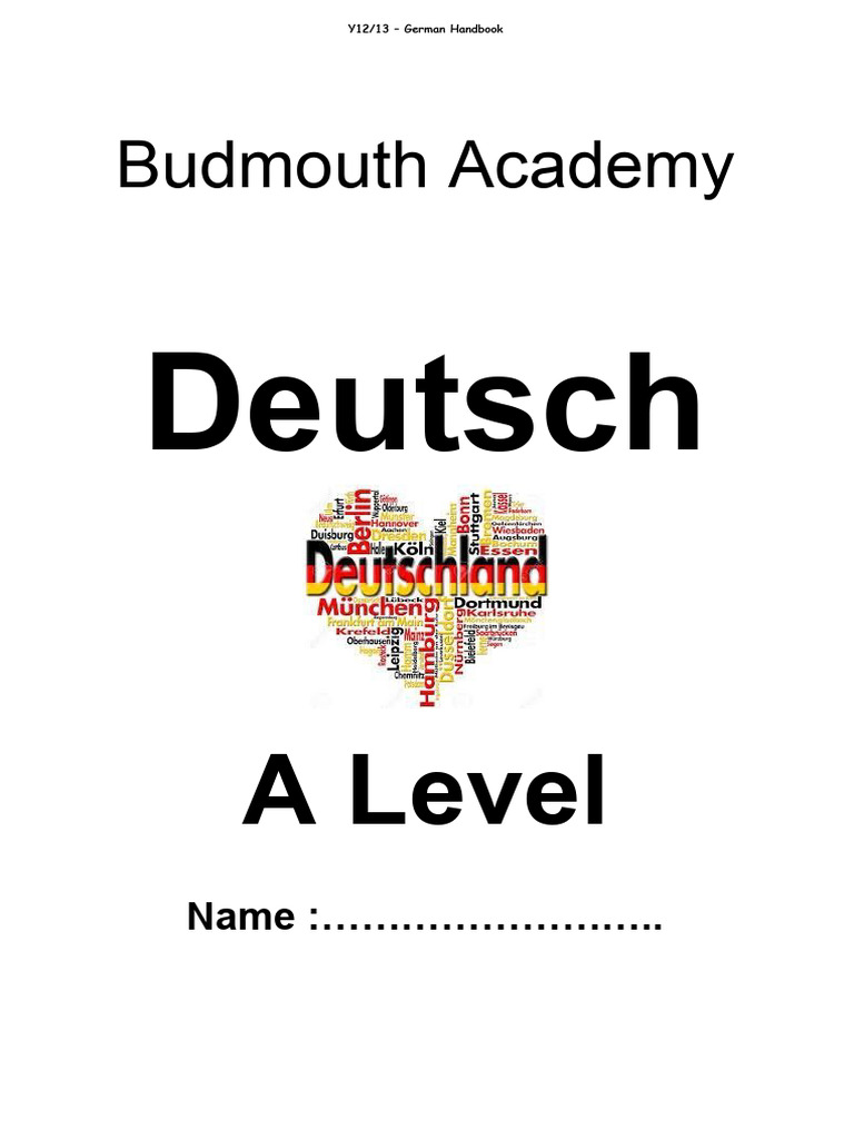 A Level German Handbook for Y12/13 | PDF | Verb | Grammar