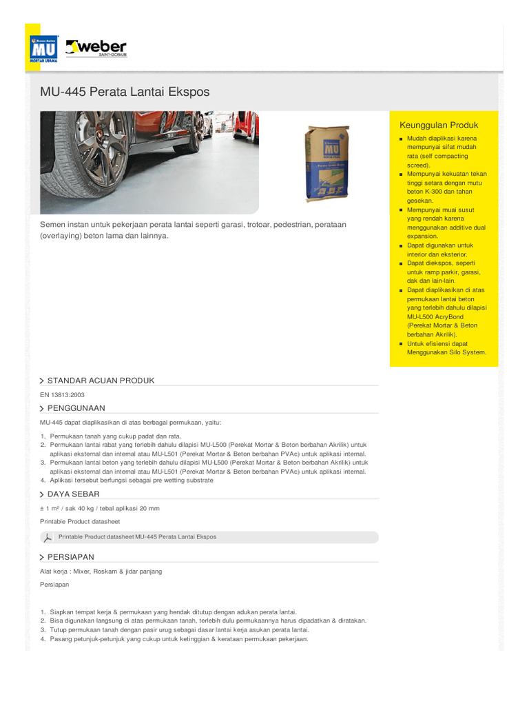 Mu 445 High Strength Floor Screed 1 | PDF