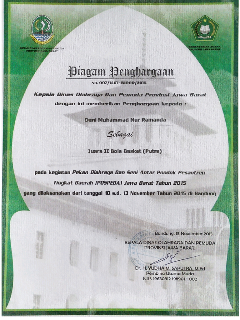 Sertifikat Piagam Bola Basket | PDF