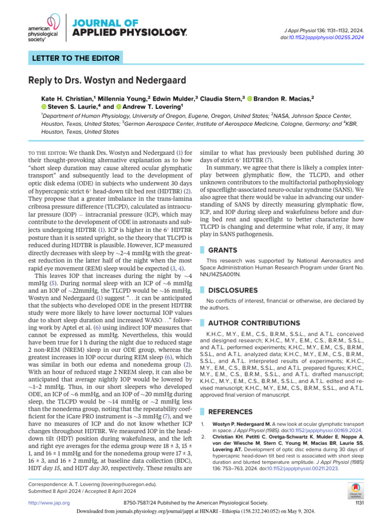 Reply To Drs. Wostyn and Nedergaard: Letter To The Editor | PDF | Rapid ...