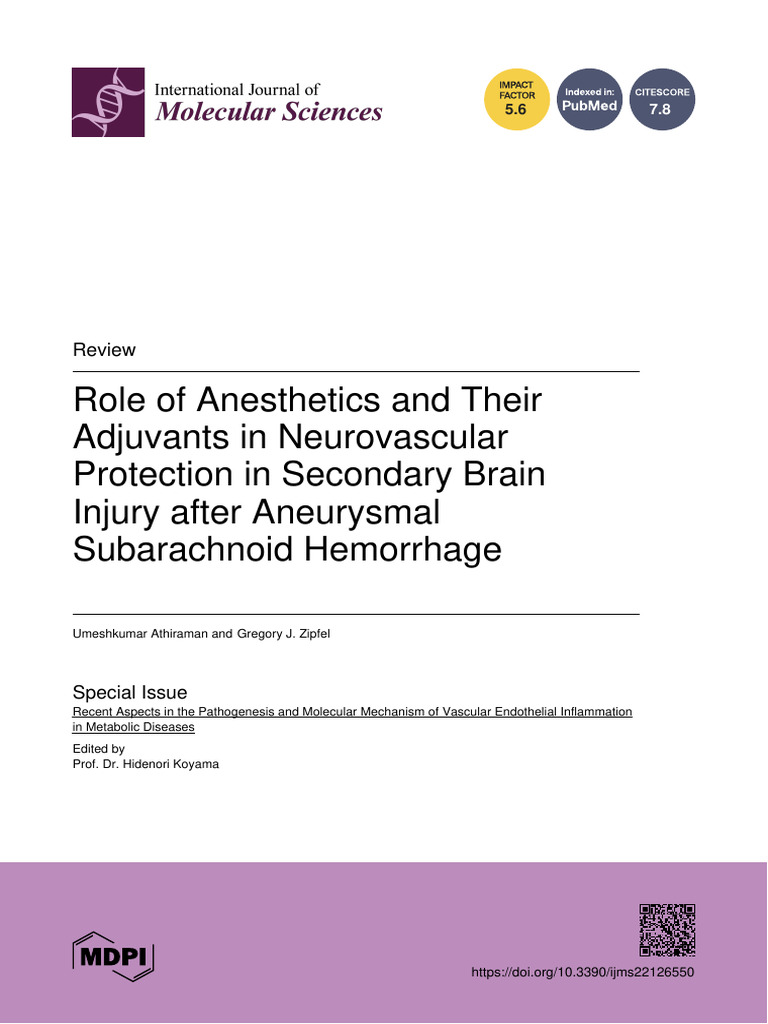 Ijms 22 06550 With Cover | PDF | Anesthesia | Traumatic Brain Injury