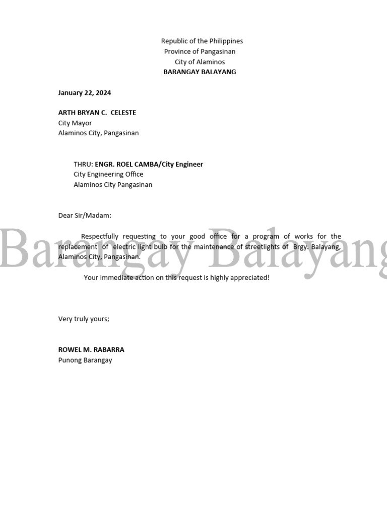 Request Letter For Pow | PDF | Technology & Engineering