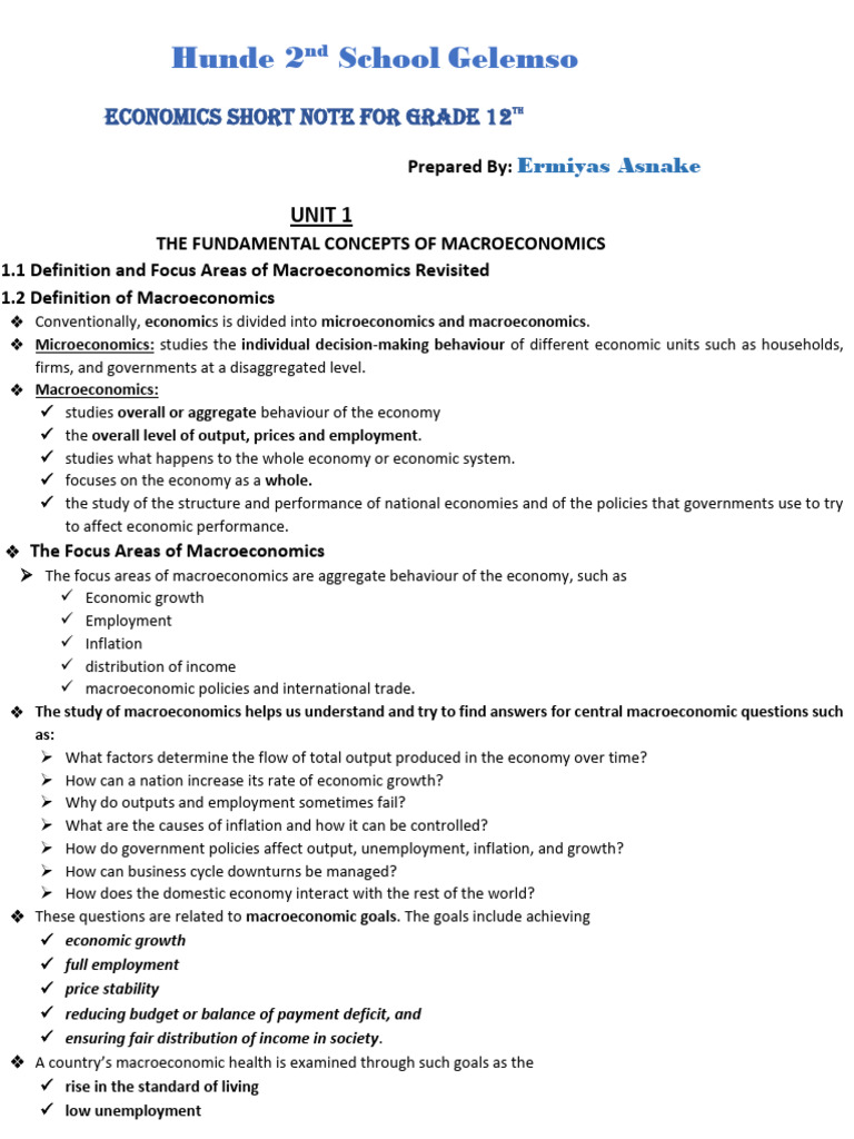 Economic Short Note For Grade 12 ENTRANCE TRICKS | PDF | Cost Of Living ...