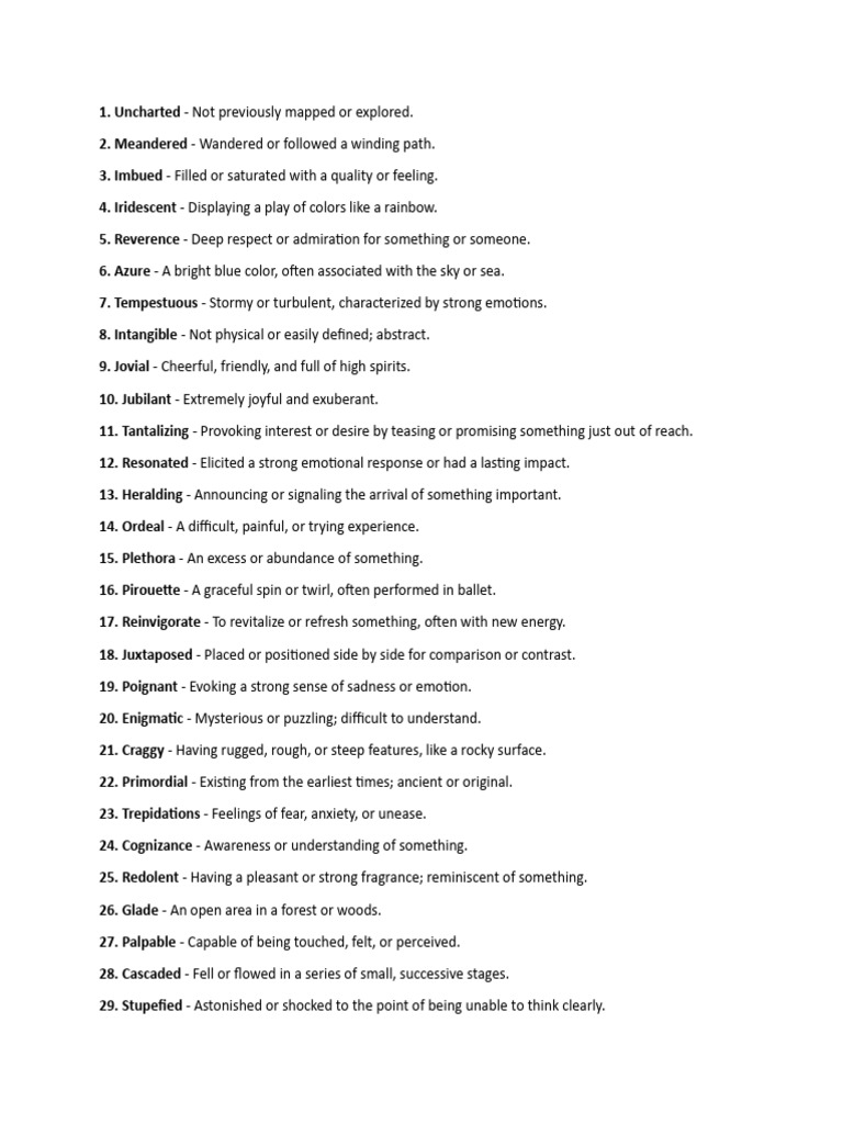 Around 70 Vocabulary Words For Paper 2 | PDF | Emotions | Psychology