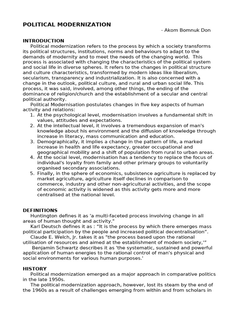 Political Modernization | Download Free PDF | Governance | Modernization Theory