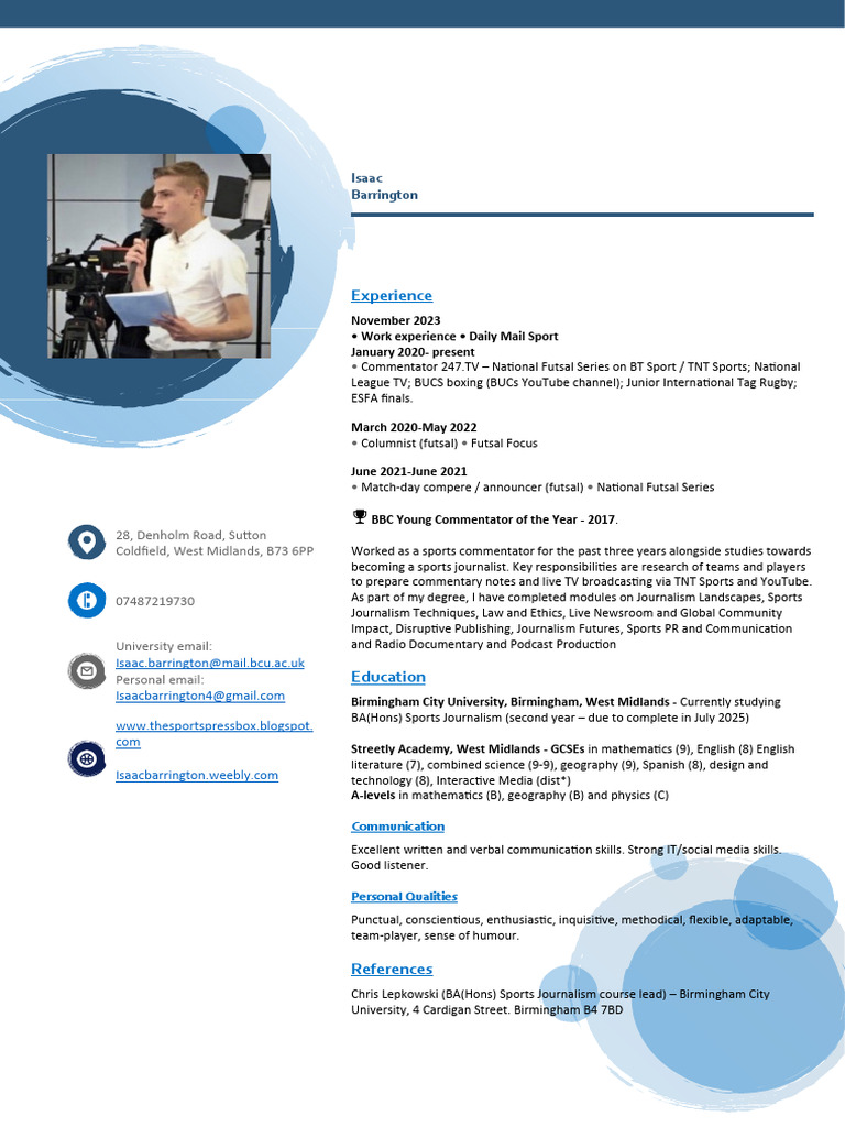 Isaac Barrington - CV | Download Free PDF | Journalism | Human ...