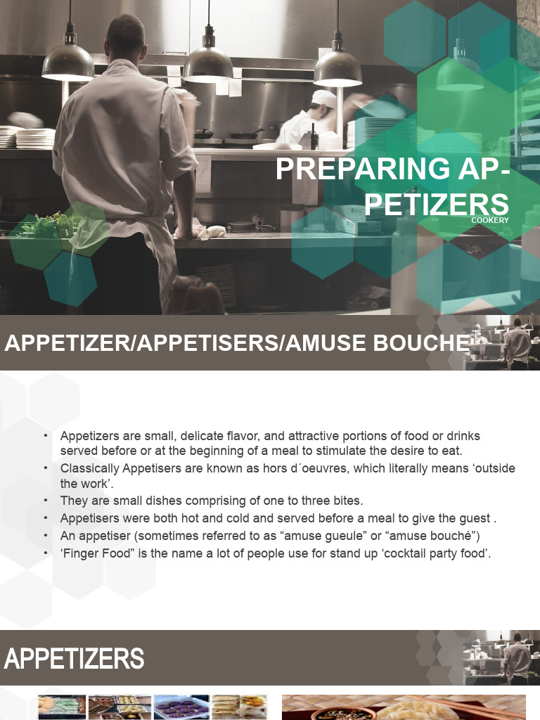 Preparing Appetizers | PDF | Hors D'oeuvre | Pickling