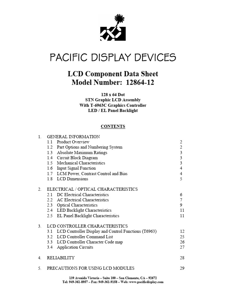 128x64 STN Graphic LCD Data Sheet | PDF | Cursor (User Interface ...