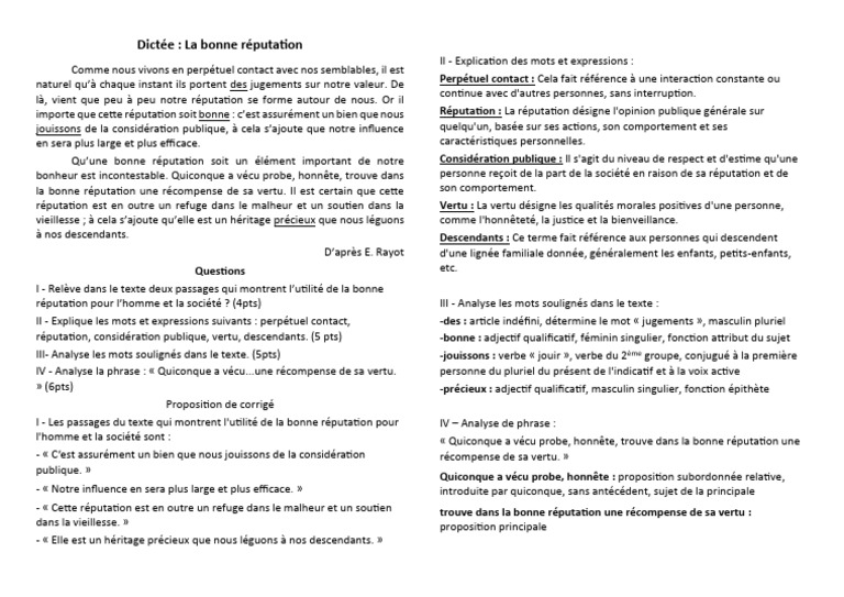 Correction Dictée 2018 | PDF | Clause | Nombre grammatical