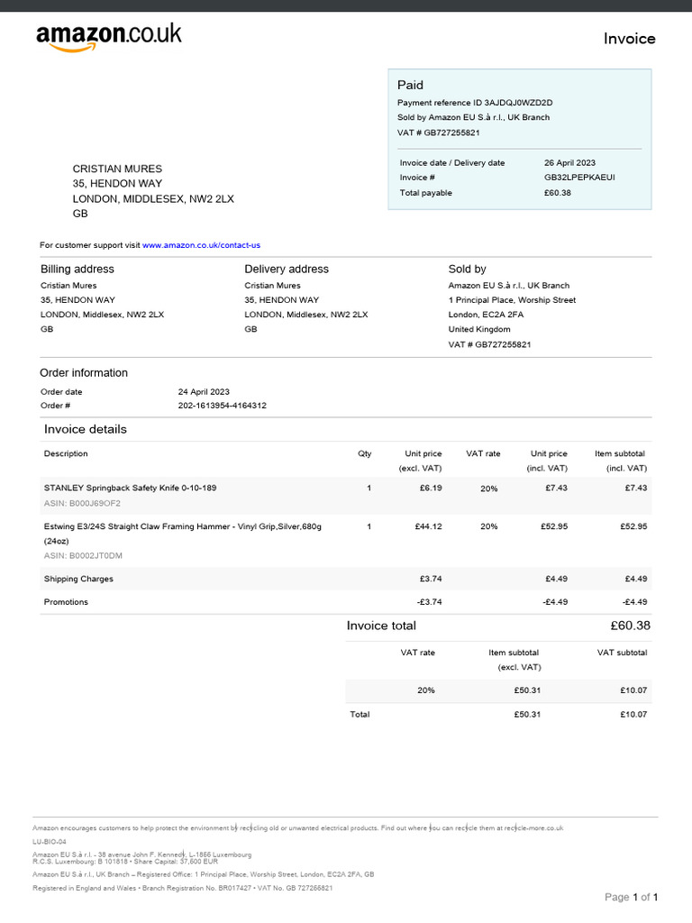 hammer and stanley knife | PDF | Invoice | Value Added Tax