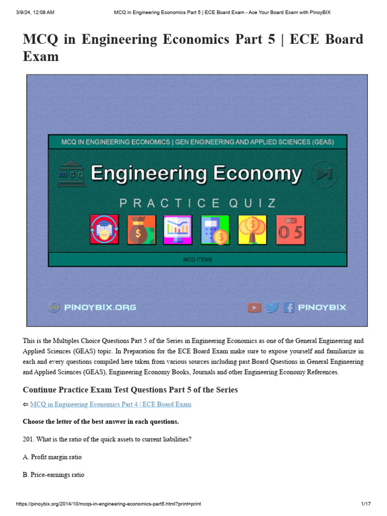 MCQ in Engineering Economics Part 5 - ECE Board Exam - Ace Your Board ...