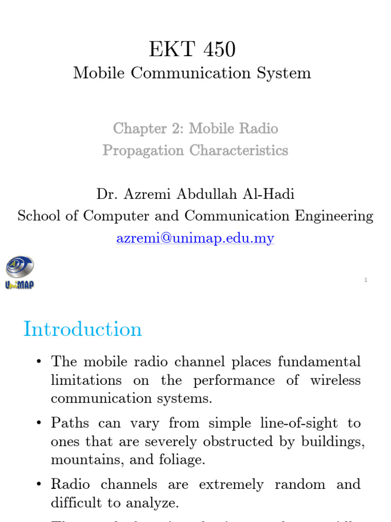 Chapter 02 - Mobile Radio Propagation Characteristics | PDF | Diffraction | Antenna (Radio)