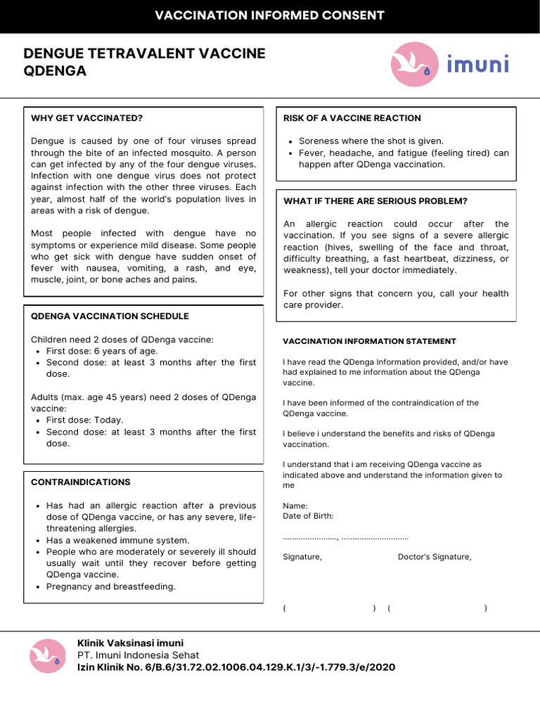 QDenga Vaccine Informed Consent Guide | PDF | Vaccines | Allergy