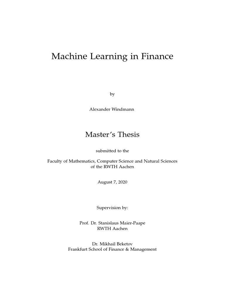 Machine Learning in Finance | PDF | Machine Learning | Pattern Recognition