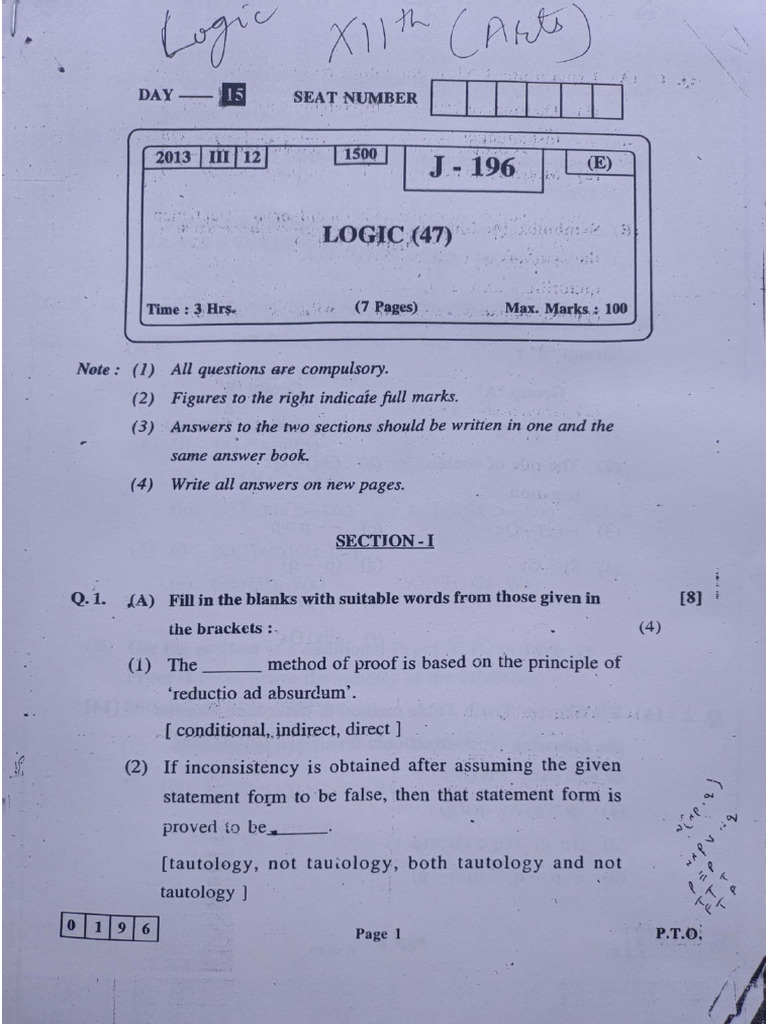 Logic Q Paper | PDF