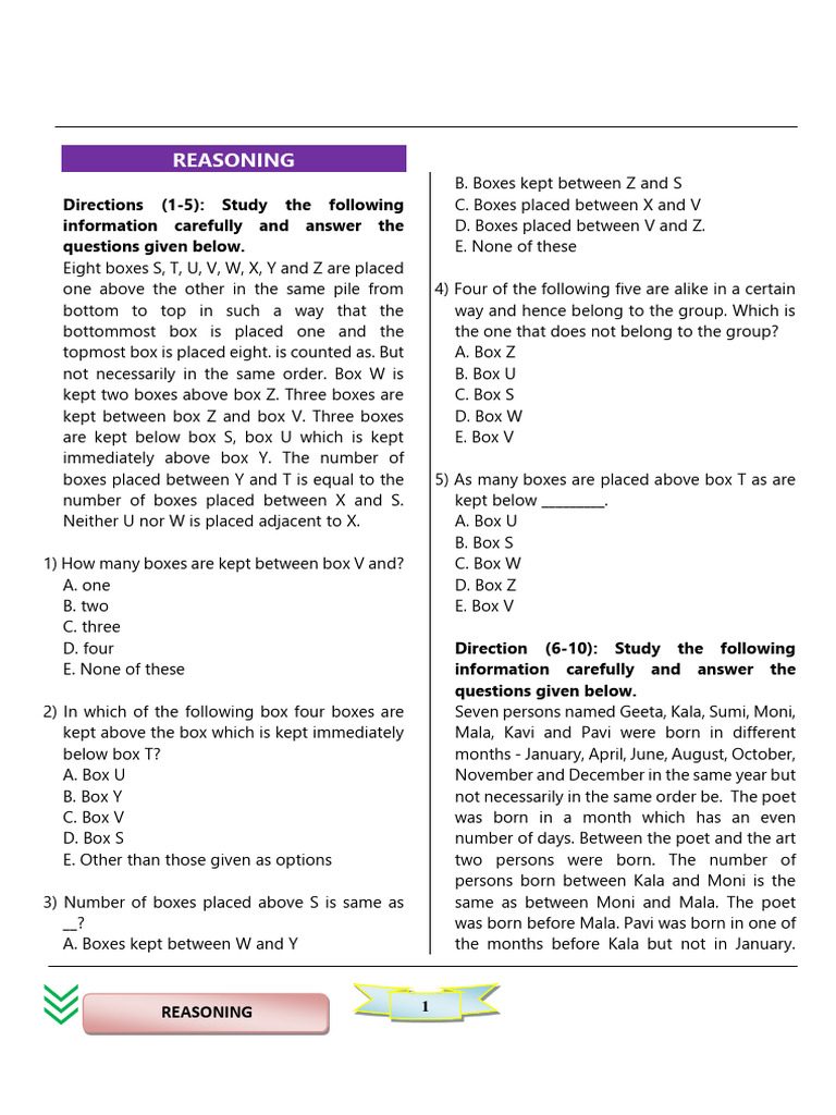 155+ REASONING QUESTIONS | PDF