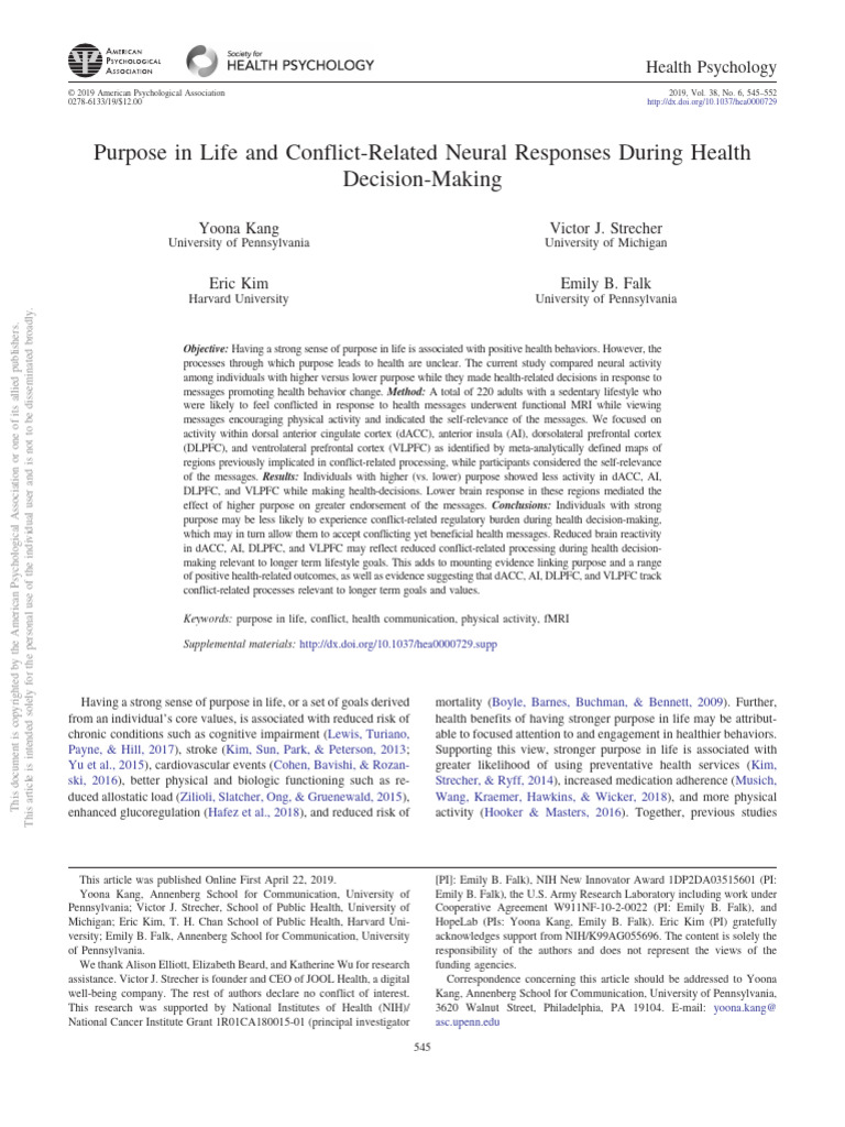 Class Presentation Article (Kang 2019, Health Decision Making) | PDF ...