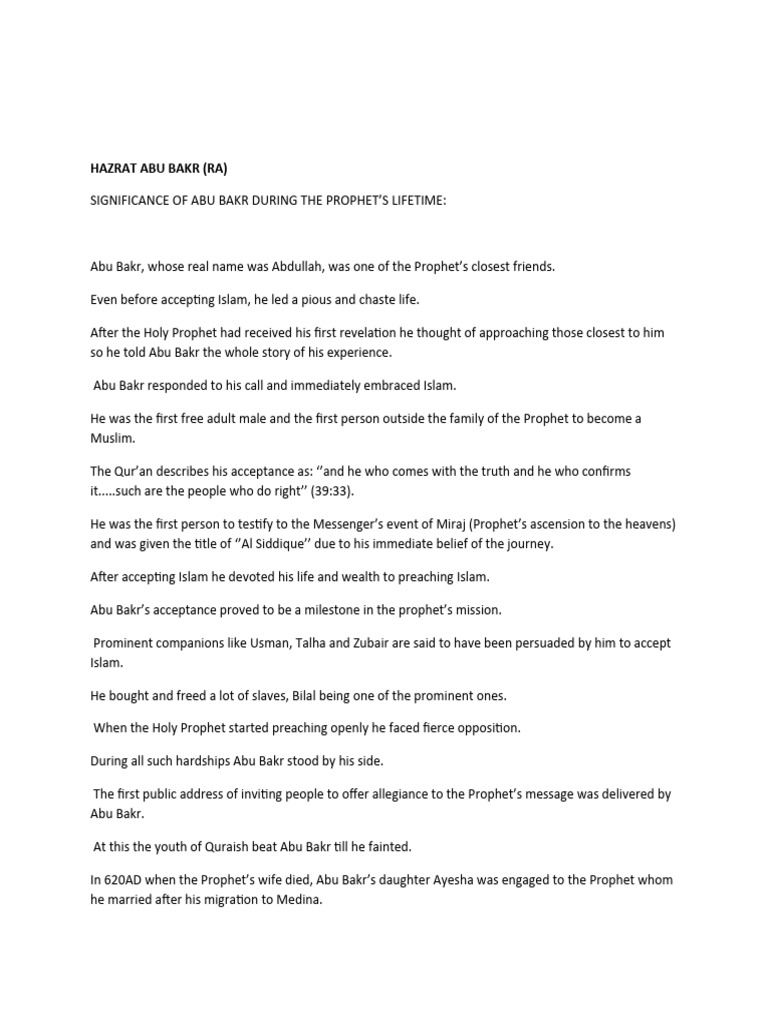 Caliphs - Hazrat Abu Bakr and Umar | PDF | Umar | Muhammad