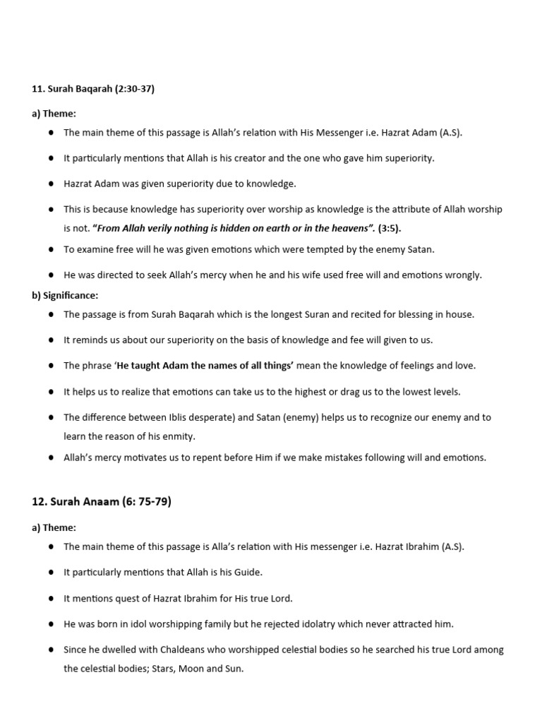 The Quranic Passages 11-15 | PDF | Prophets And Messengers In Islam ...