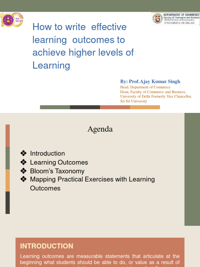 How To Write Effective Learning Outcomes To Achieve Higher Levels of ...