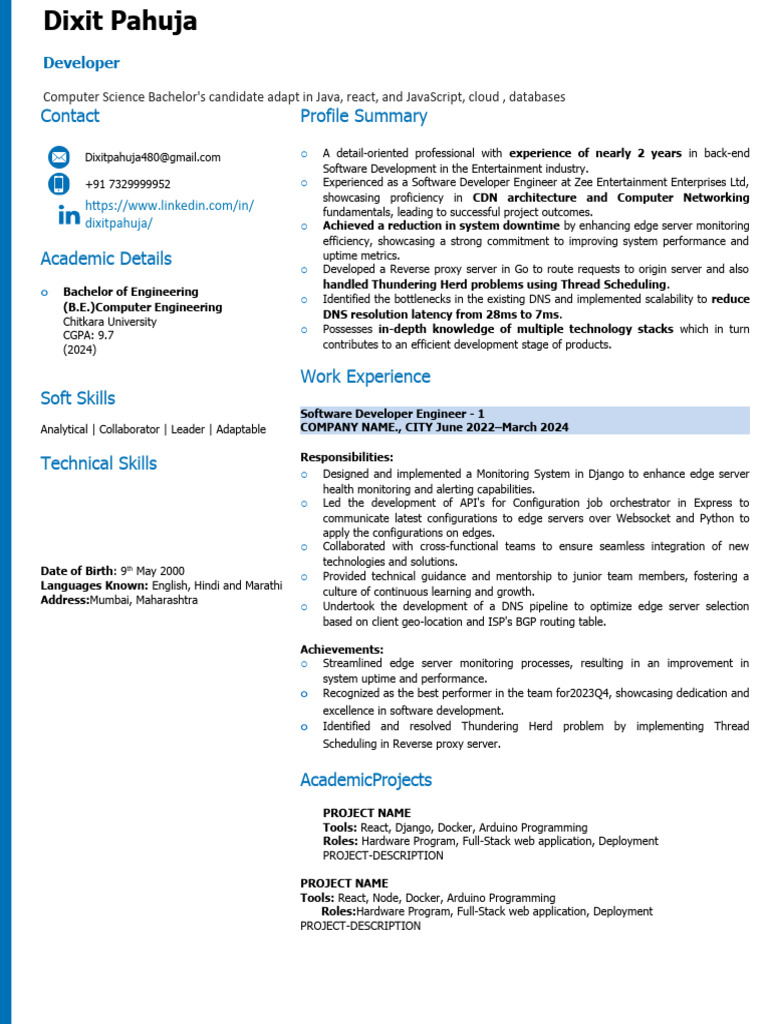 Resume-Template | PDF | Software | Computer Architecture