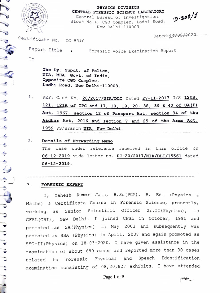 forensic report | PDF | National Security | Government Of India