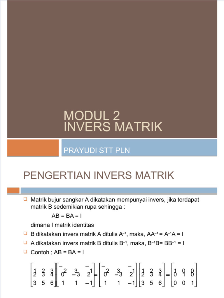 Panduan Invers Matrik dan Tekniknya | PDF