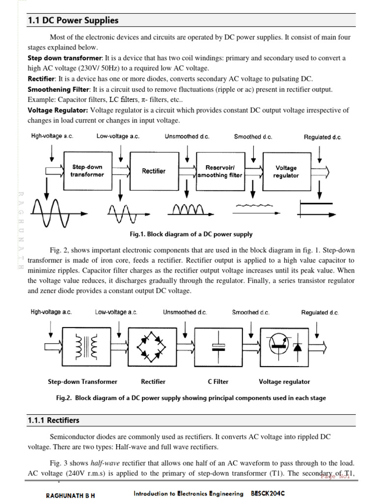 Module 1 Power Supplies and Amplifiers Notes | PDF | Rectifier | Amplifier