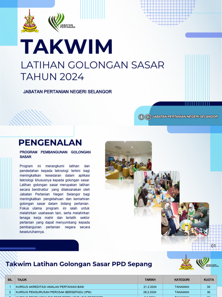 Takwim Kursus Pejabat Pertanian Daerah Sepang | PDF