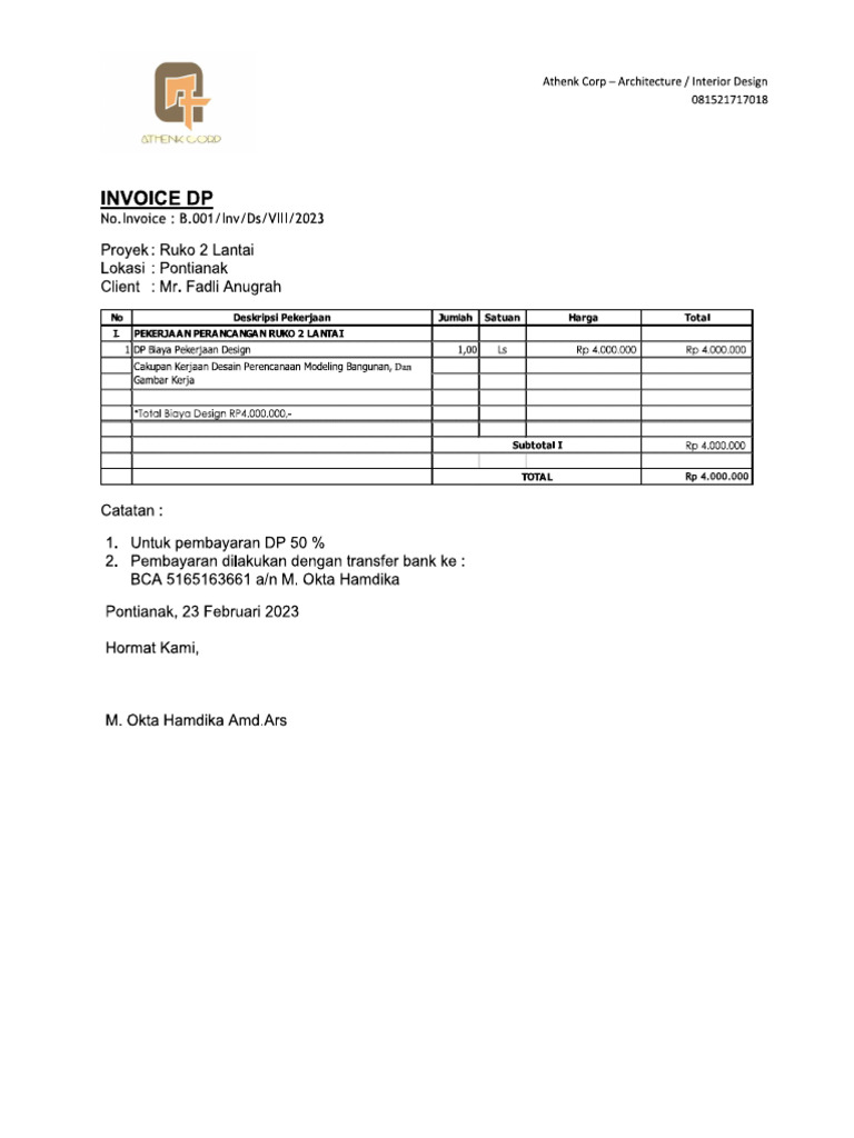 Invoice Mr Fadli Ruko + Gamker | PDF
