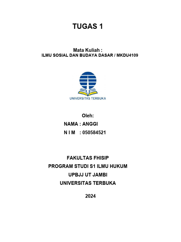 Tugas 1 Ilmu Sosial Dan Budaya Dasar | PDF