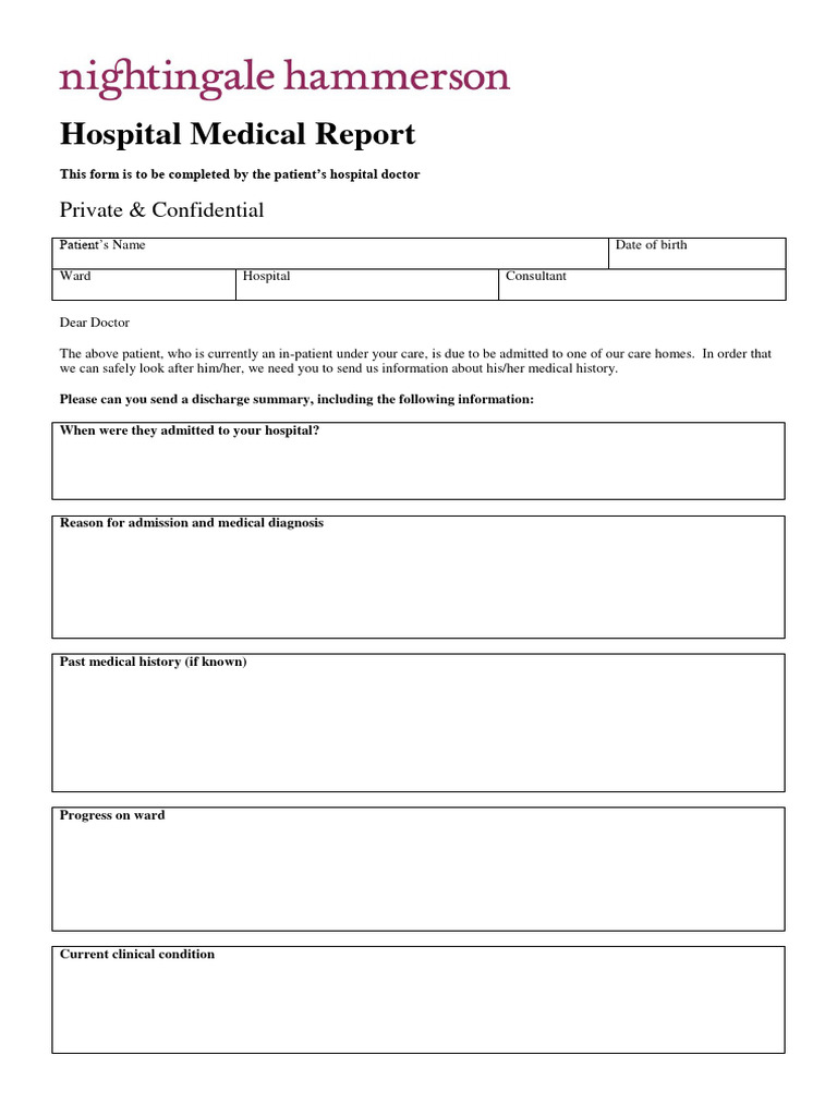 Hospital Medical Report | PDF