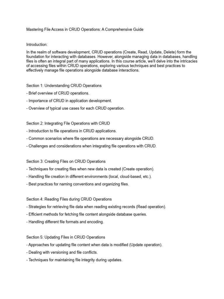Mastering File Access in CRUD Operations | PDF | Computer File | Databases Mastering File Access in CRUD Operations | PDF | Computer File | Databases