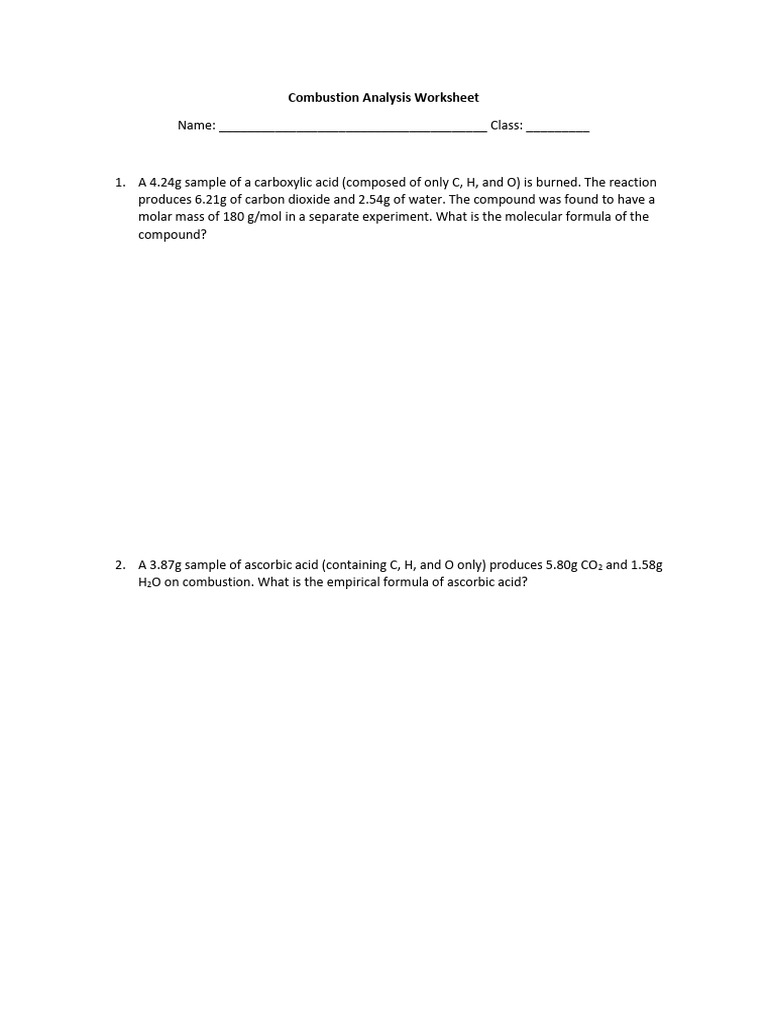 combustion-analysis-worksheet-1 | PDF