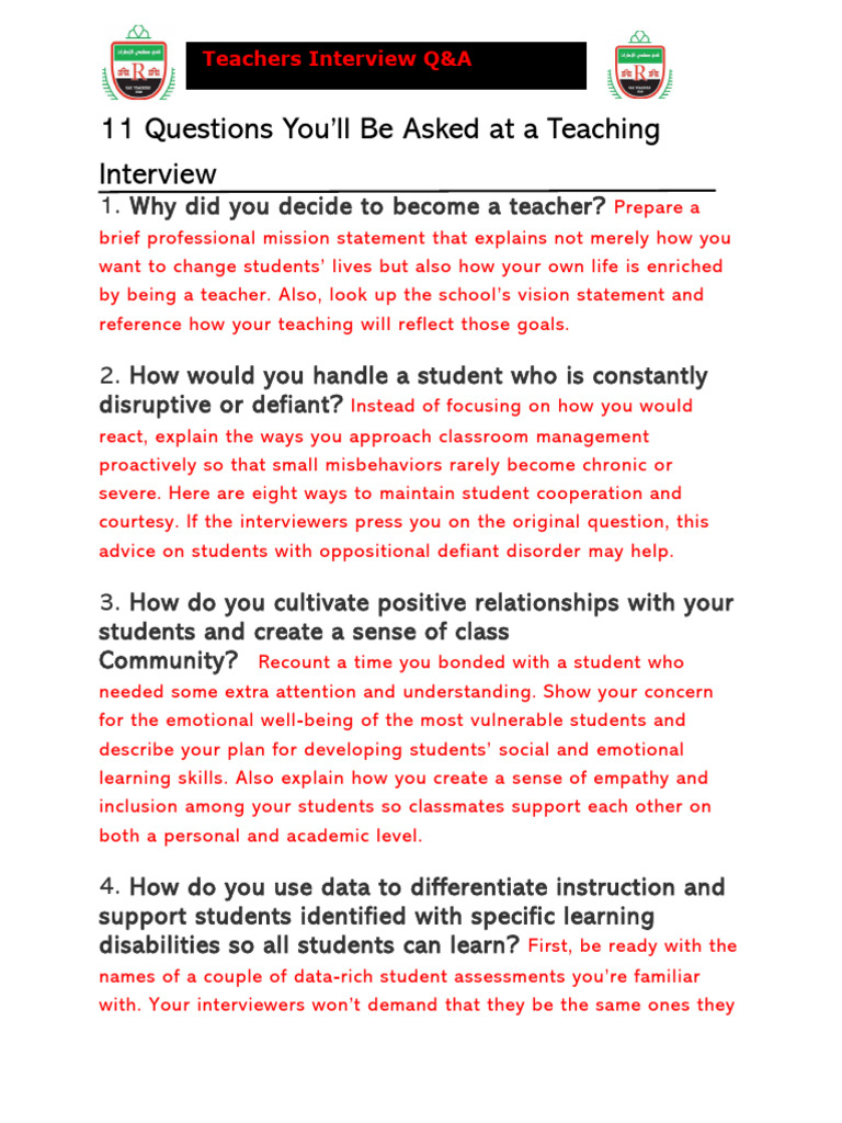 Possible Interview Questions & Answers | PDF | Differentiated ...