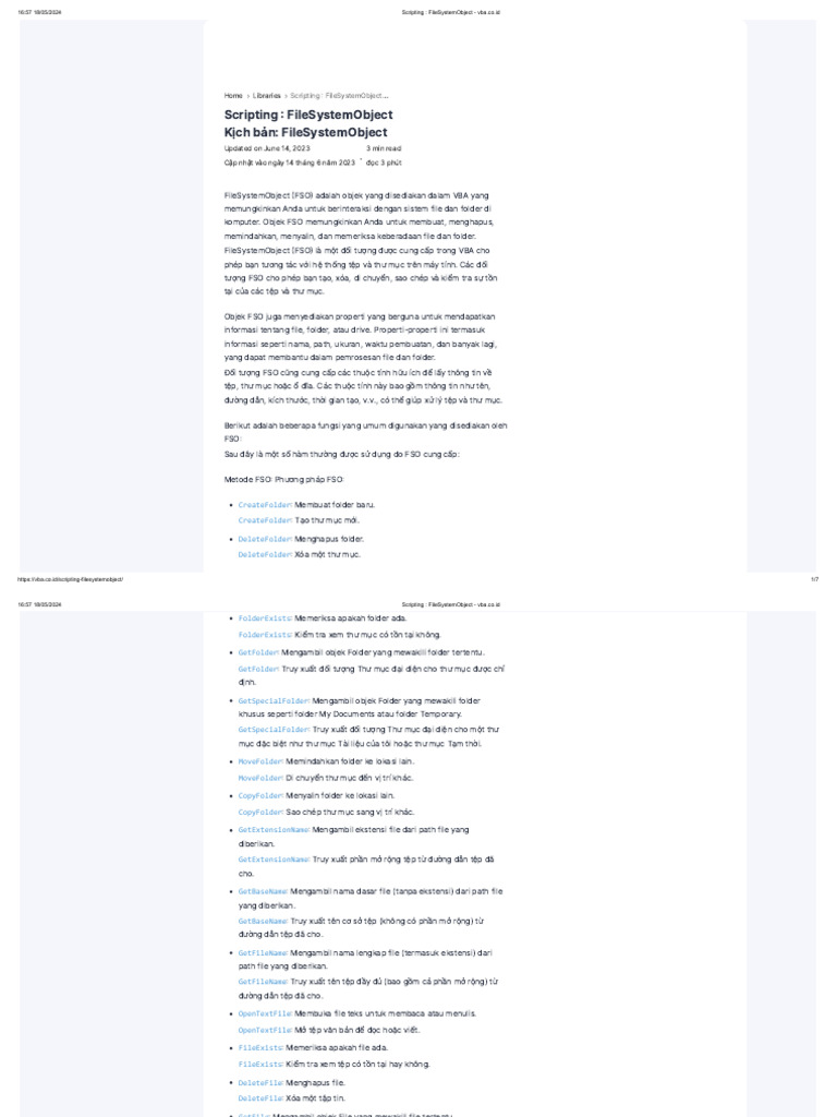 Scripting - FileSystemObject - Vba - Co.id | PDF