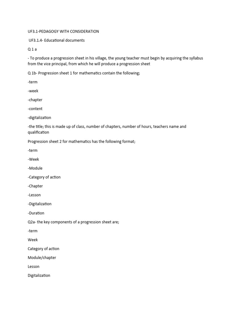 Educational Progression Sheets | PDF | Learning | Teachers