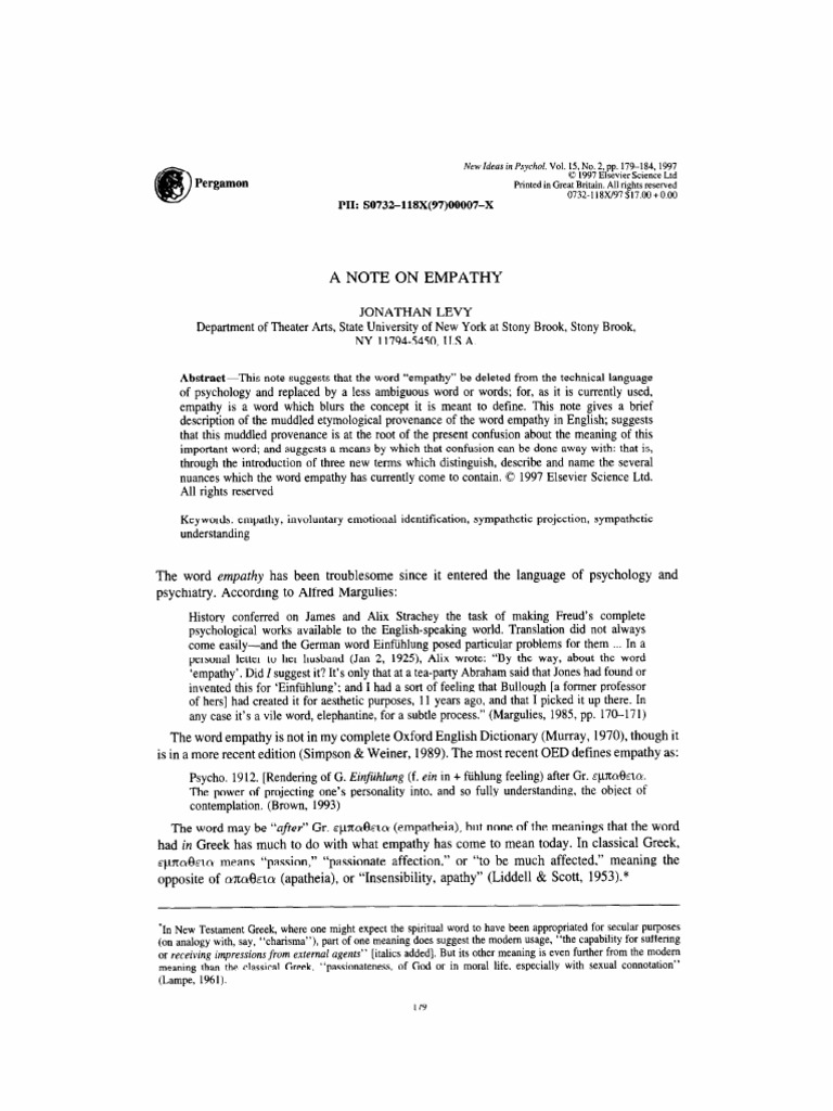 A Note on Empathy - Jonathan Levy | PDF | Empathy | Sympathy