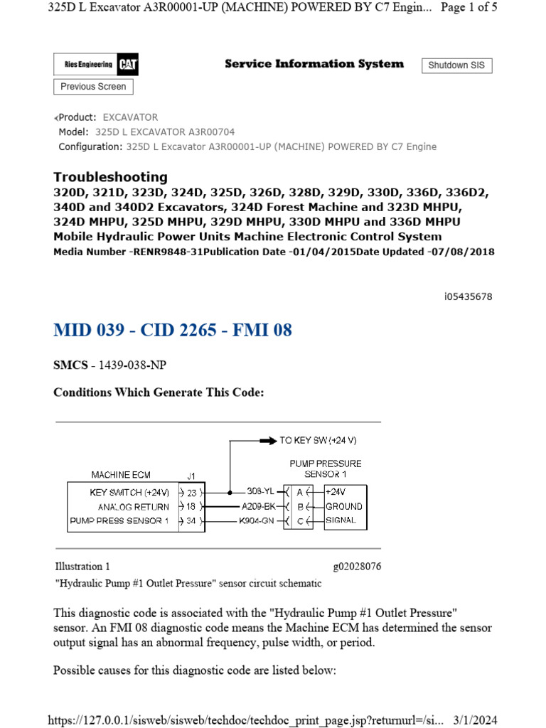 325DL Tsegaye Mid 039 - Cid 2265 - Fmi 08 | PDF | Switch | Electrical ...