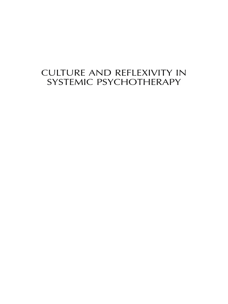 Culture and Reflexivity in Systemic psychotherapy | PDF | Psychotherapy | Family Therapy