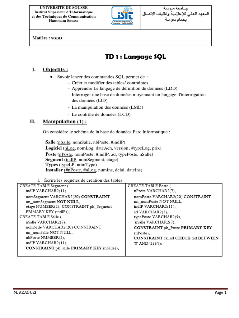 TD SGBD 1 | PDF | SQL | Bases de données