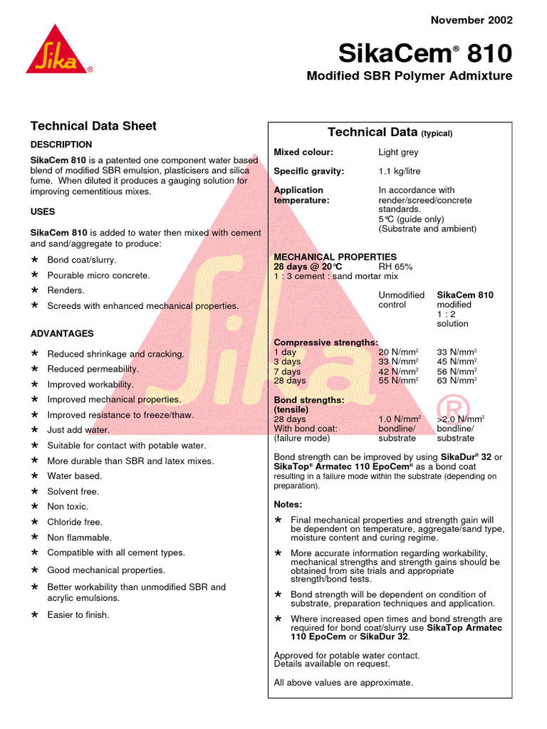 (Sika) Sikacem 810 Safety Data Sheet | PDF | Concrete | Cement