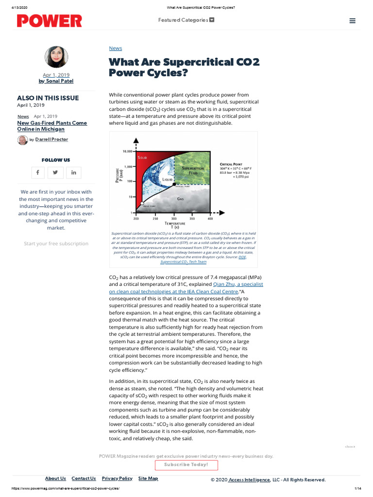 What Are Supercritical CO2 Power Cycles | PDF | Carbon Dioxide ...