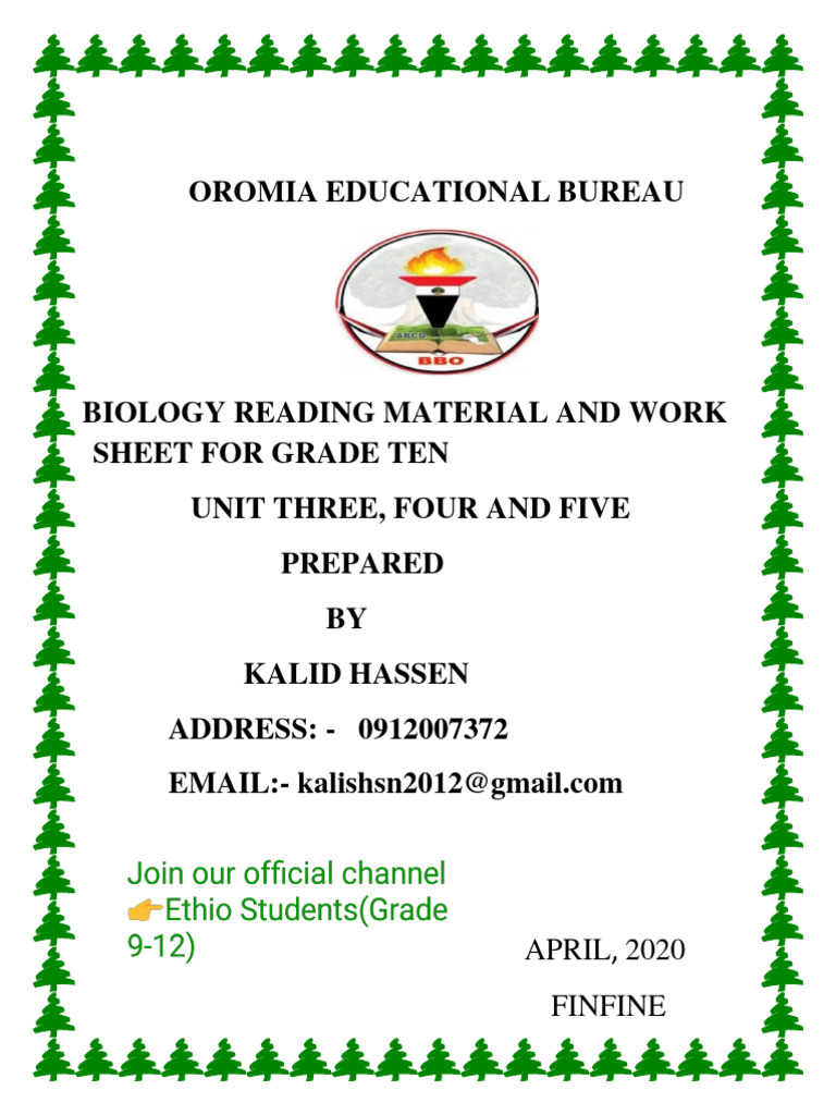 Biology Grade 10 Short Note With Worksheet-1 | PDF | Menstrual Cycle | Leaf