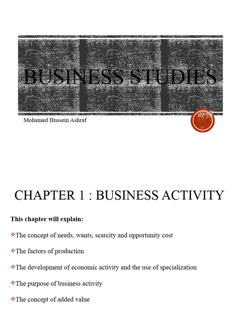 CH01 Business Activity | PDF | Opportunity Cost | Factors Of Production