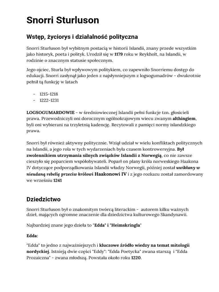 Snorri Sturluson | PDF