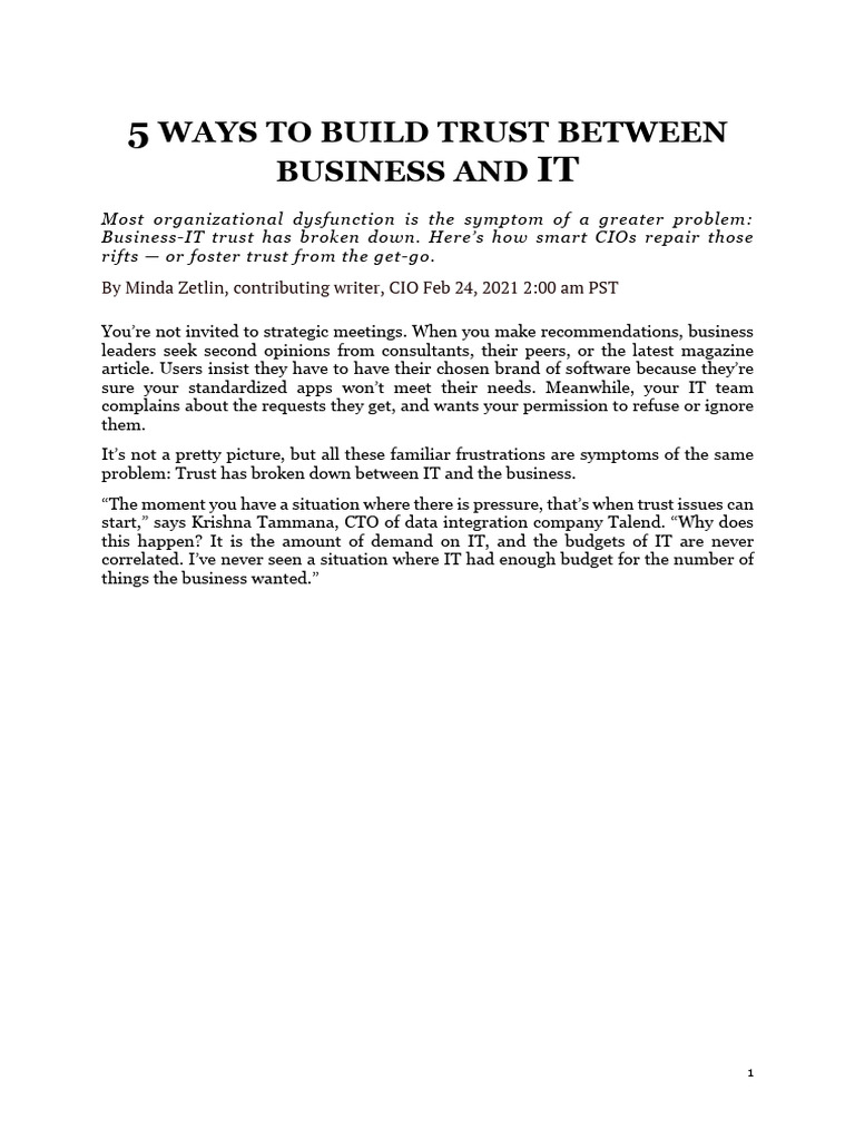 5 Ways To Build Trust | PDF | Chief Information Officer | Social Psychology