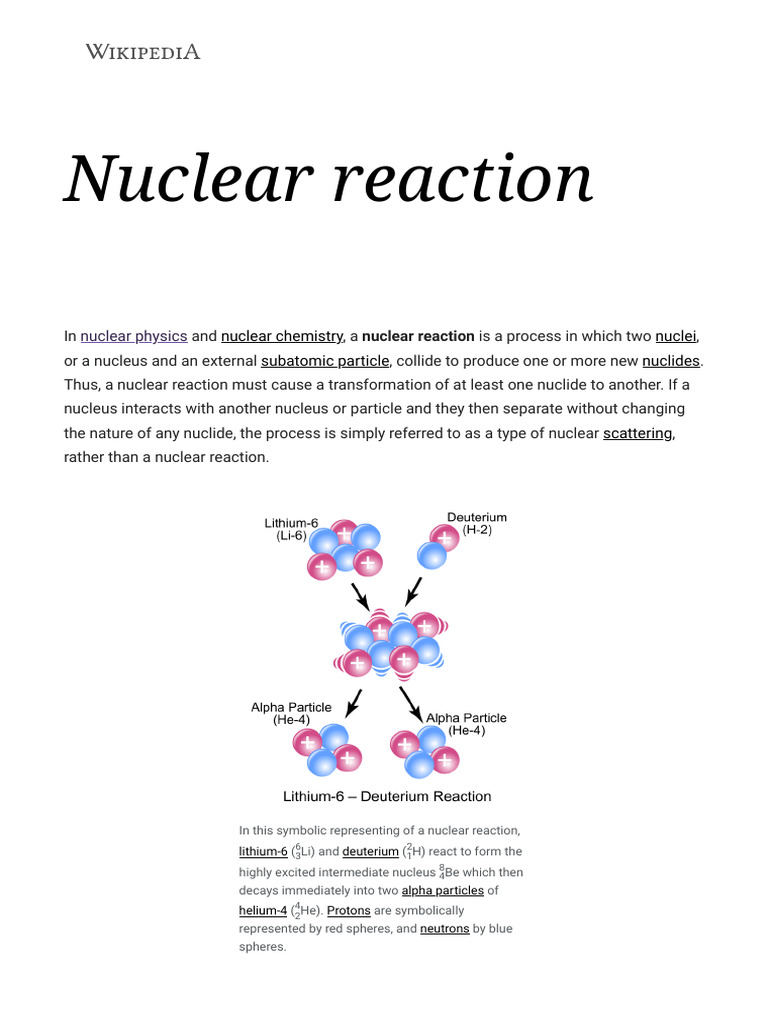 Nuclear Reaction | PDF | Nuclear Reaction | Nuclear Physics
