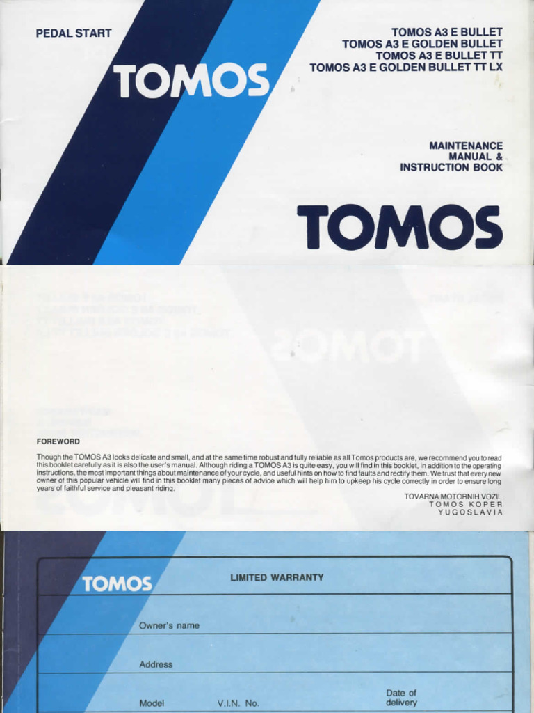 Tomos Bullet Owners Manual | PDF
