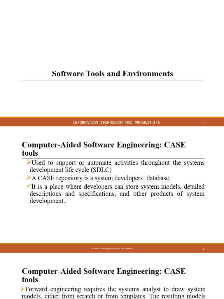 SE Tools and Invironment | PDF | Software Development Process | Software Development